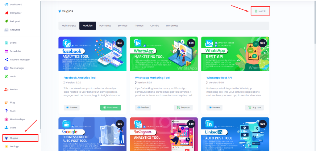 Install New Module Stackposts Documentation